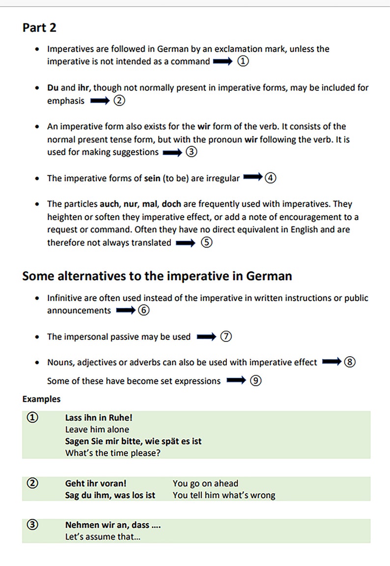 The German Imperative A Visual Guide - Etsy
