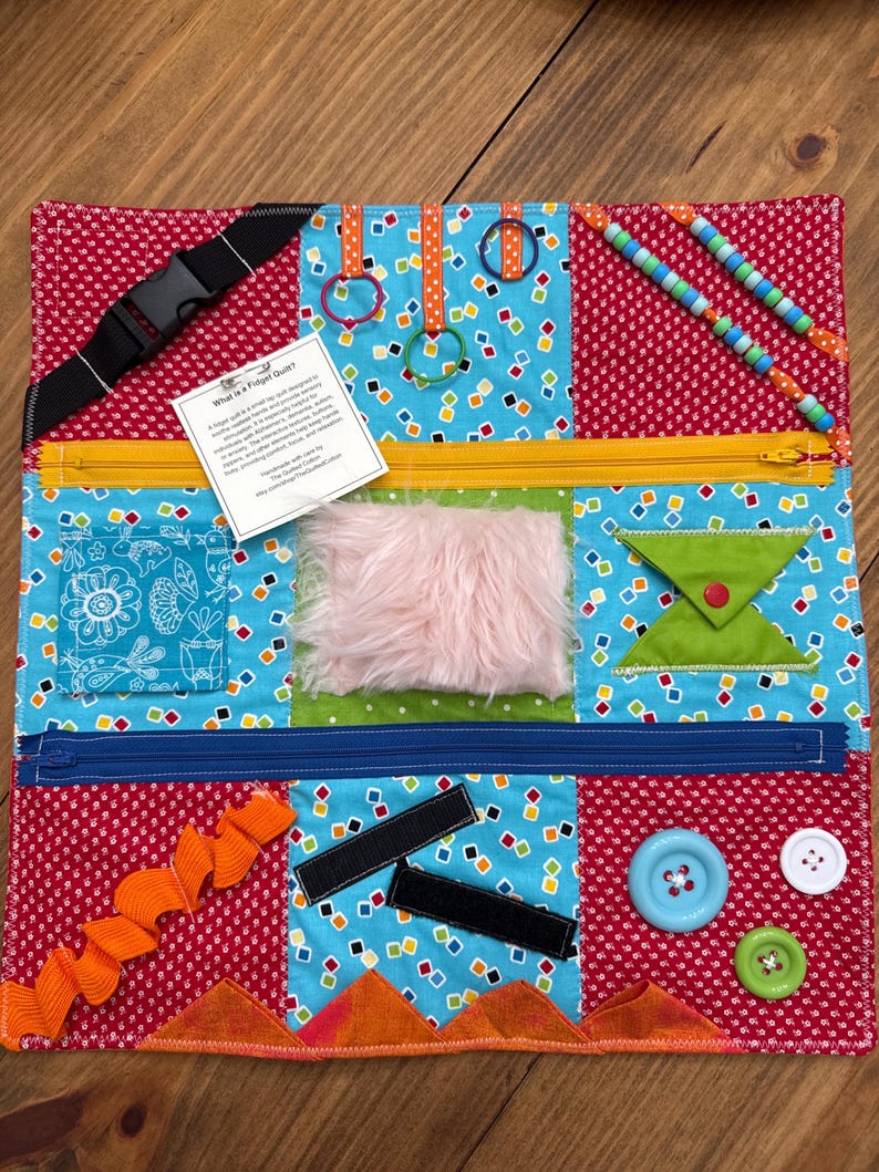 Sensory Fidget Quilt: Handmade Lap Activity Blanket (17x17) - Etsy