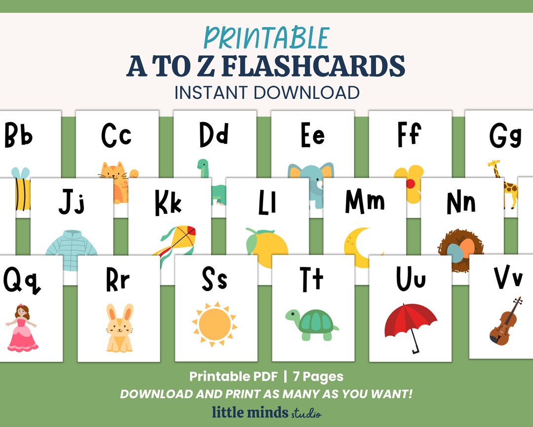 A to Z Flashcards Preschool Printable Alphabet Flashcards for Learning ...