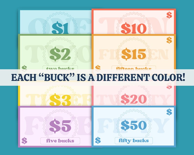 Kid's Reward Bucks Printable Fillable PDF Parent Teacher Resource ...