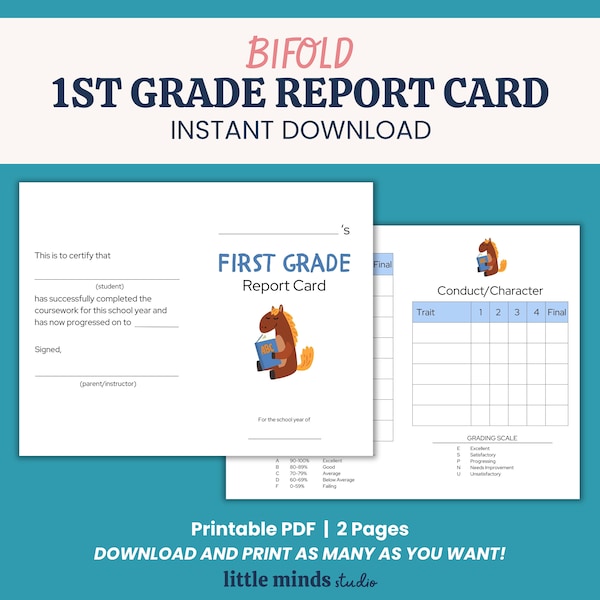1st Grade Report Card - Etsy