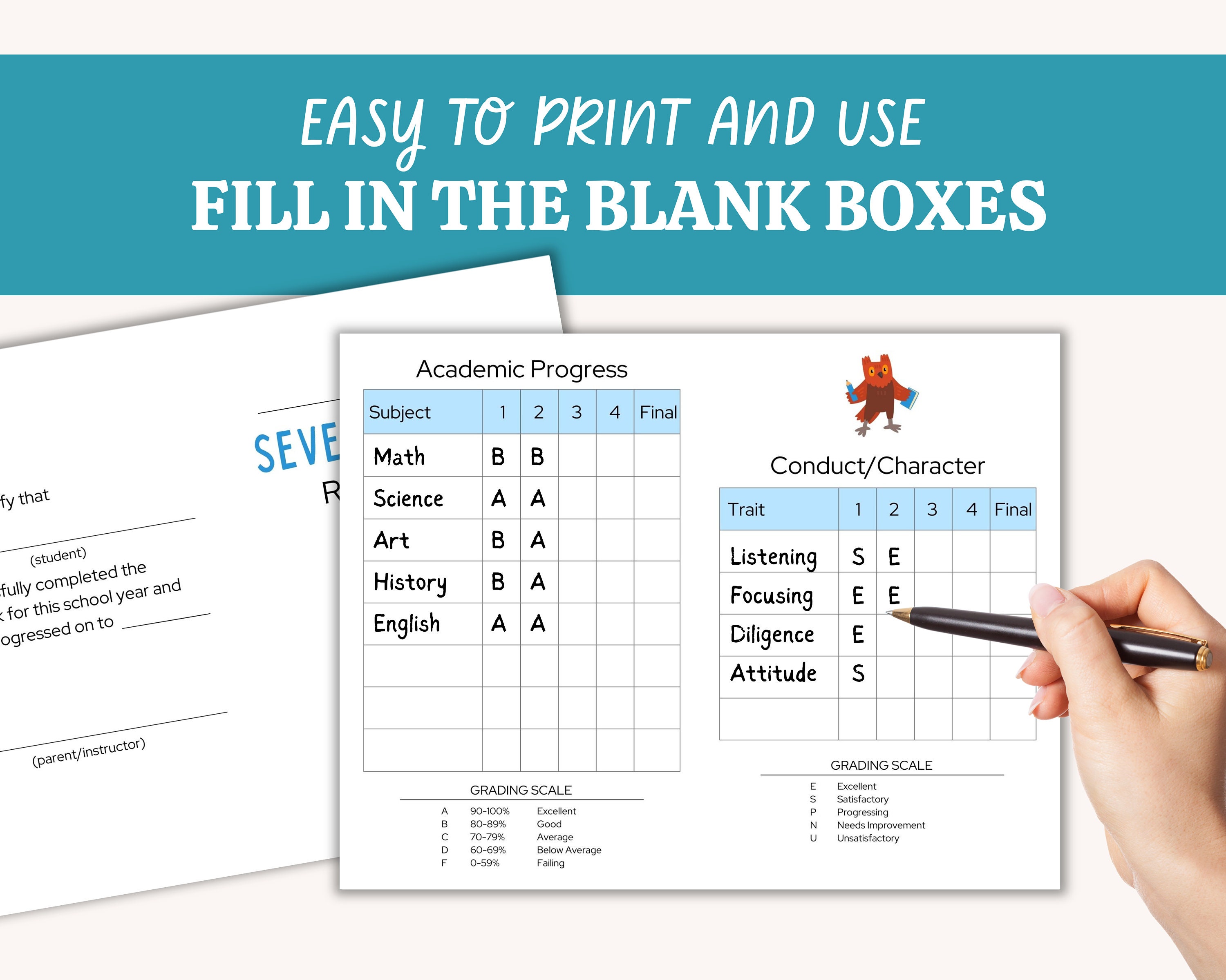 Middle School Grade Report Card Bundle 6th 7th 8th Grade Tracker ...