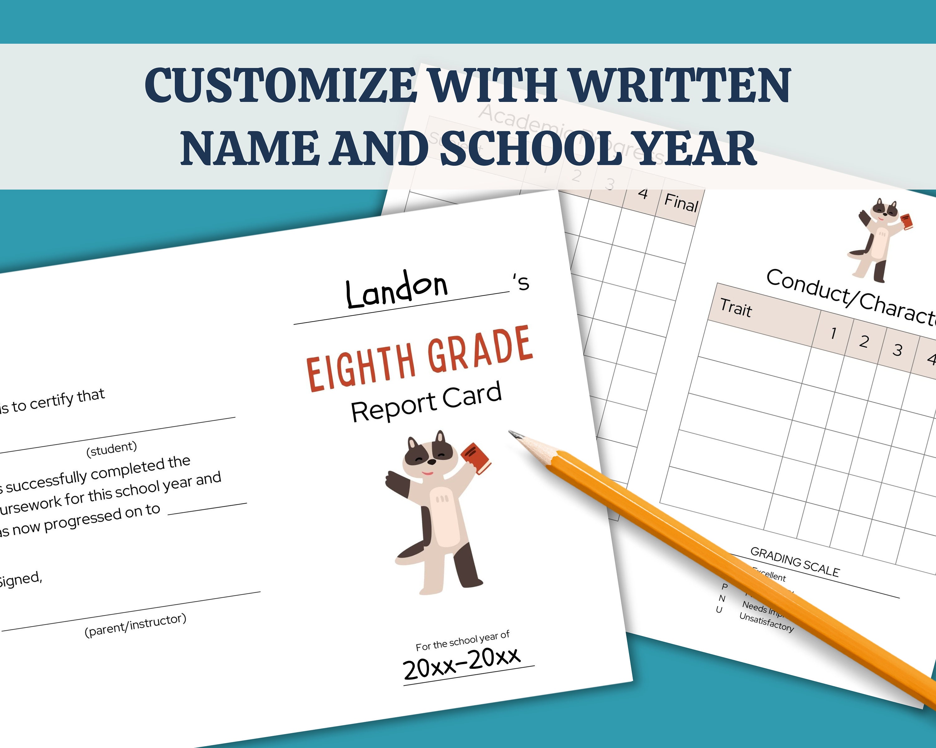 Middle School Grade Report Card Bundle 6th 7th 8th Grade Tracker ...