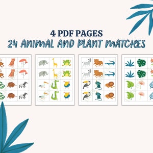 Wild Animals Printable Matching Game Fun and Educational Activity for ...