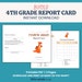 4th Grade Report Card Printable Homeschool Report Card Elementary ...