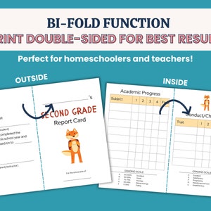 2nd Grade Report Card Printable Homeschool Report Card Elementary ...