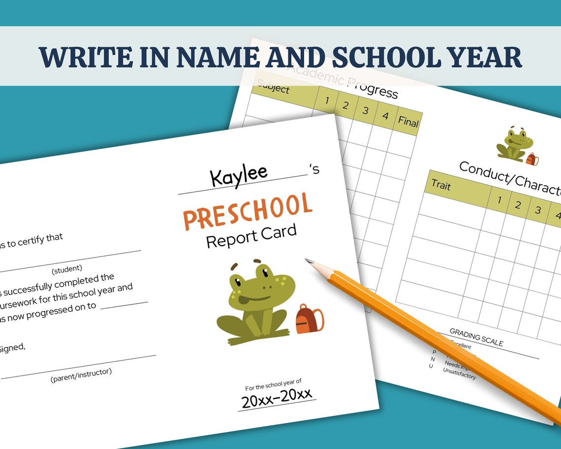 Preschool Report Card Printable Homeschool Report Card Elementary ...