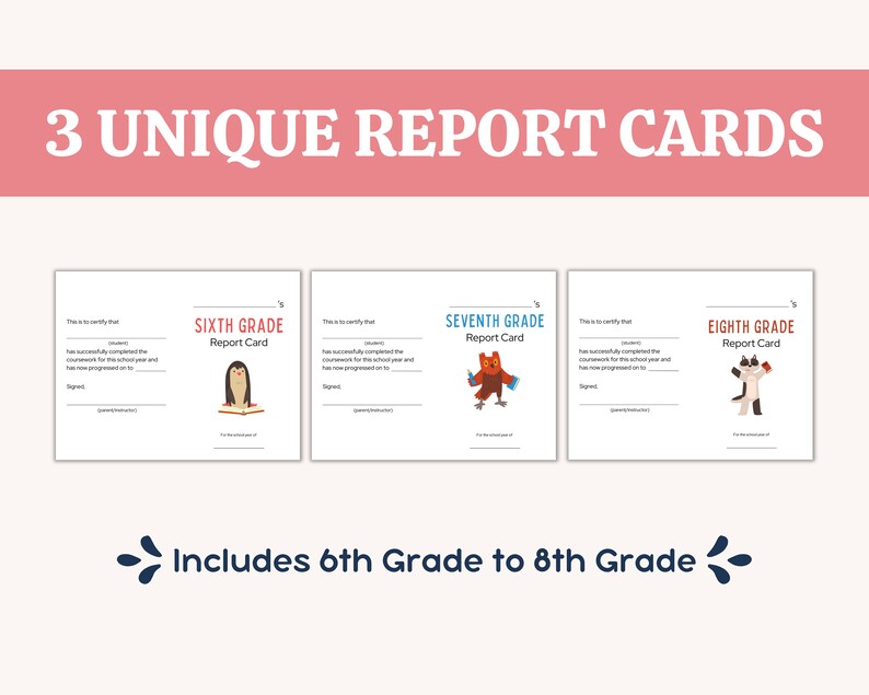 Middle School Grade Report Card Bundle 6th 7th 8th Grade Tracker ...