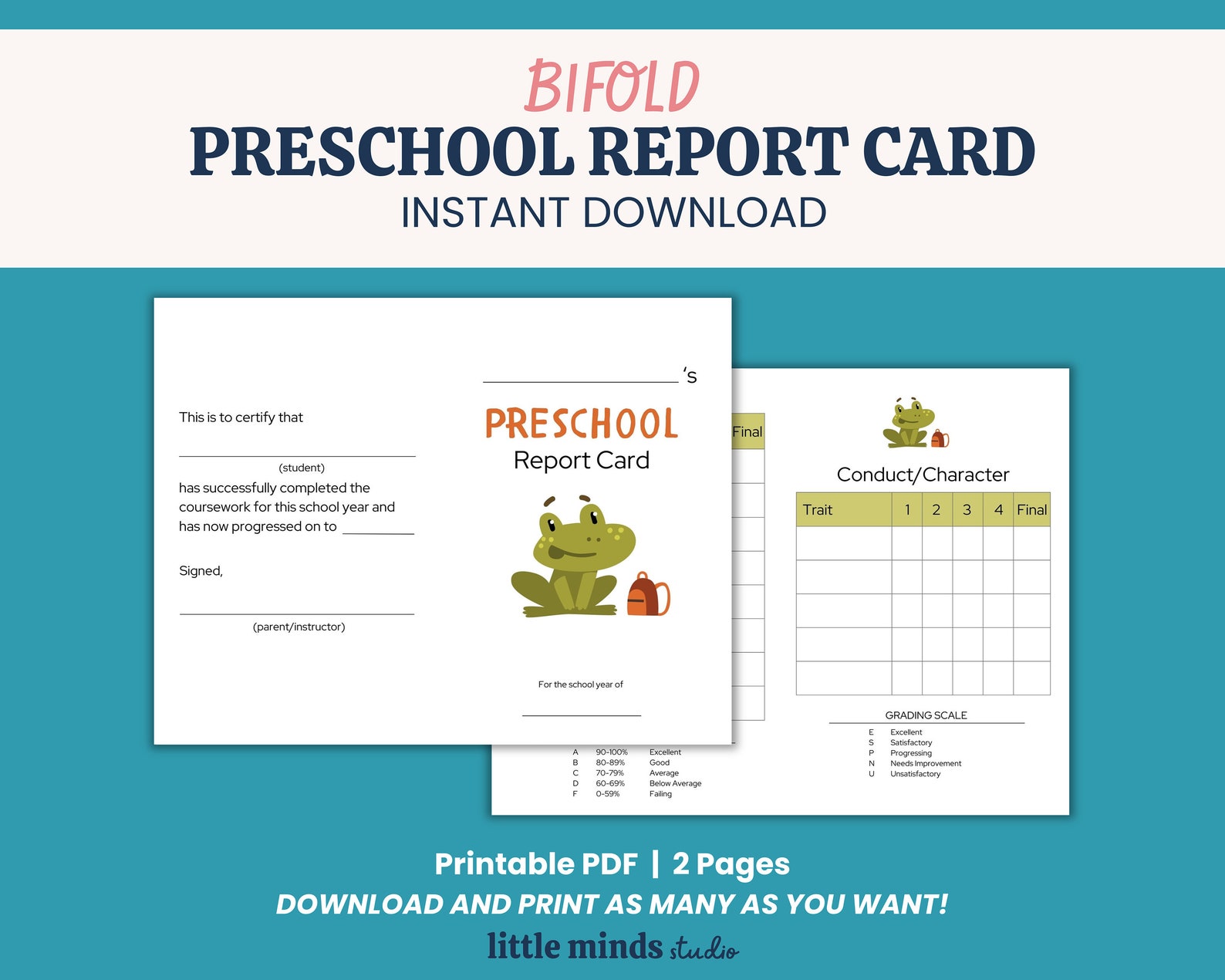 Preschool Report Card Printable Homeschool Report Card Elementary ...