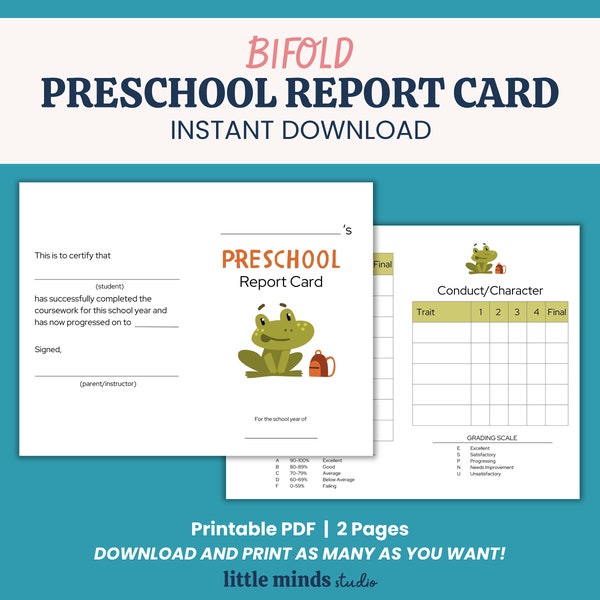 Preschool Report Card - Etsy