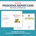 Preschool Report Card Printable Homeschool Report Card Elementary ...