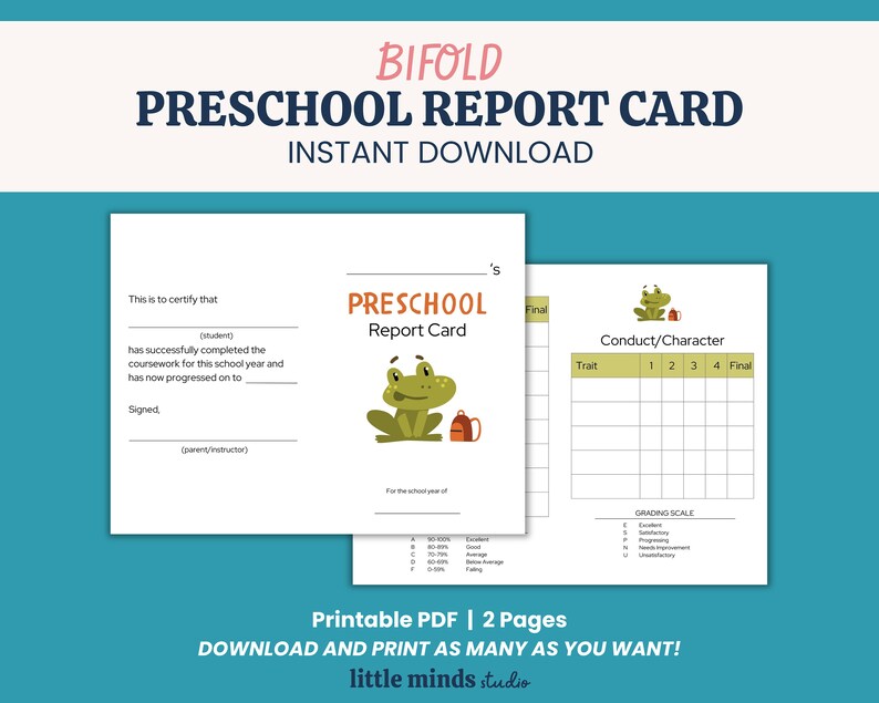 Preschool Report Card Printable Homeschool Report Card Elementary ...