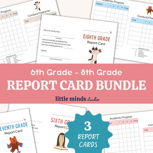 Middle School Report Card - Etsy