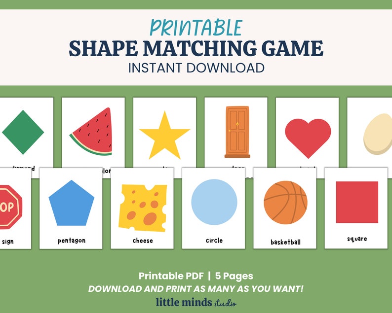 Printable Shape Matching Game Fun and Educational - Etsy