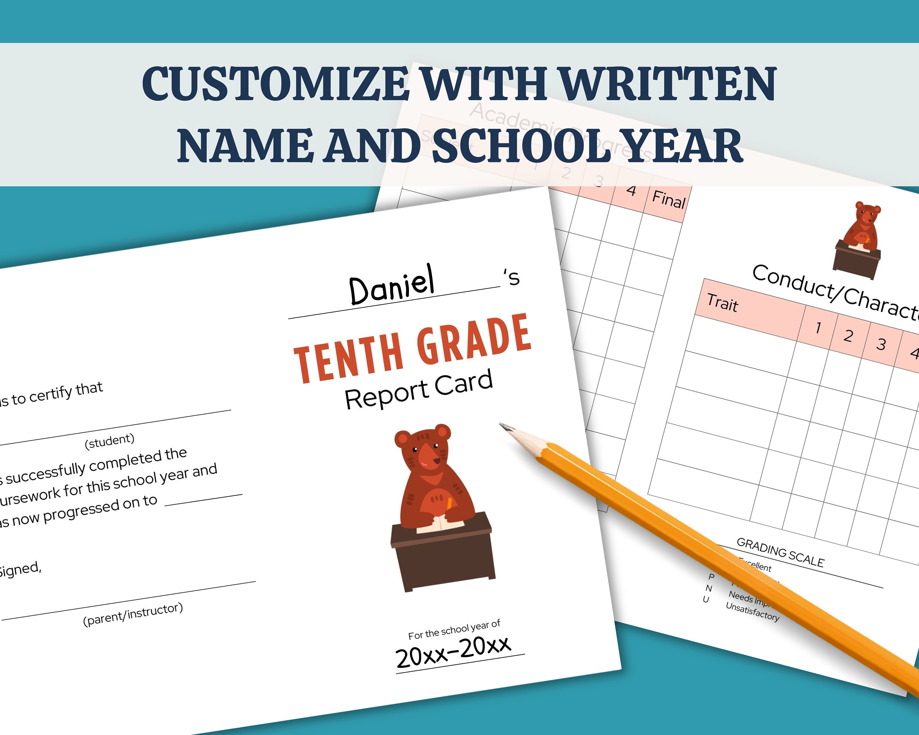 High School Grade Report Card Bundle 9th 10th 11th 12th Grade Tracker ...