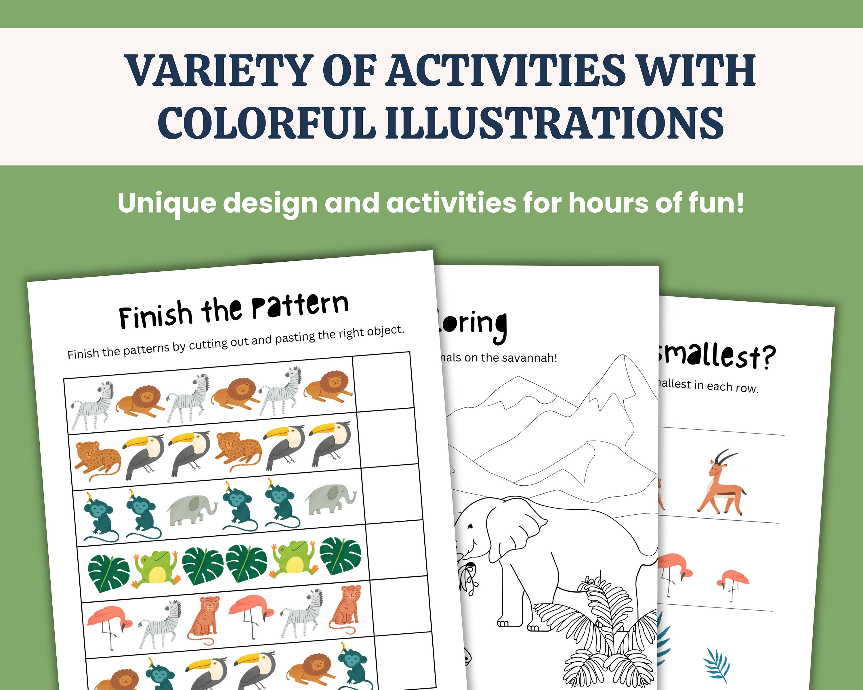 Wild Animals Kids Activities Bundle Printable Animal Activity ...