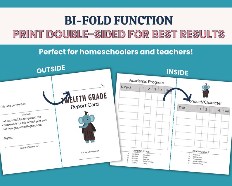 12th Grade Report Card Printable Homeschool Report Card High School ...