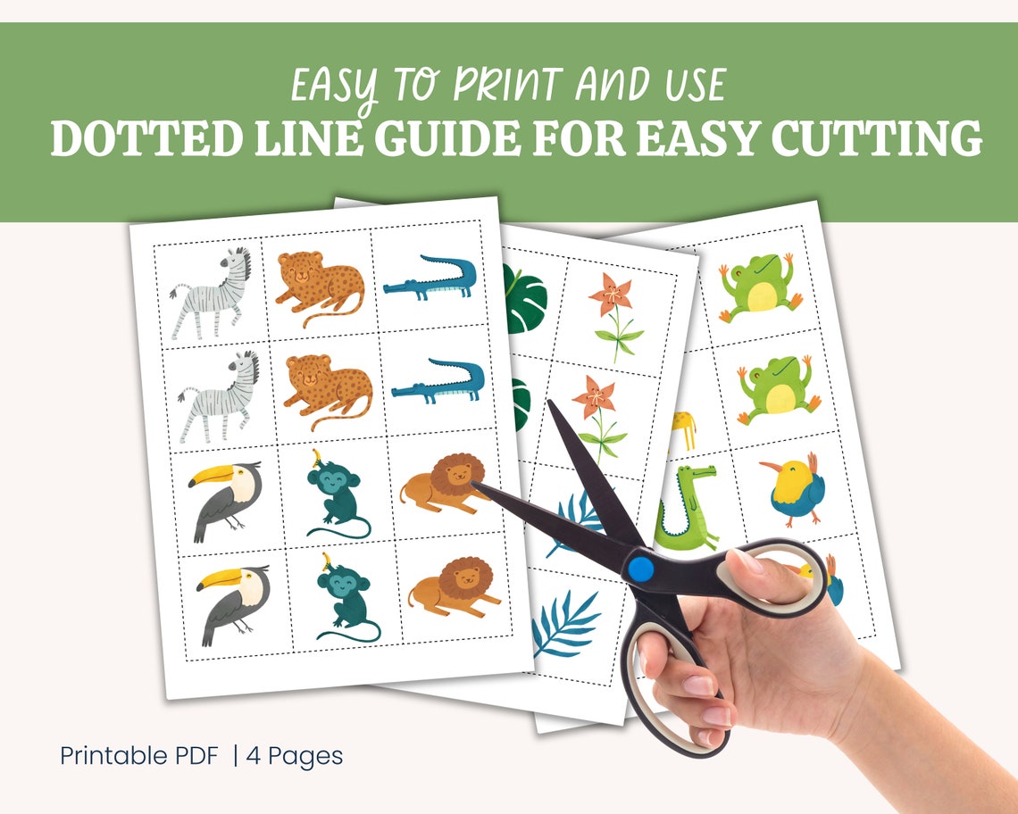 Wild Animals Printable Matching Game Fun and Educational - Etsy