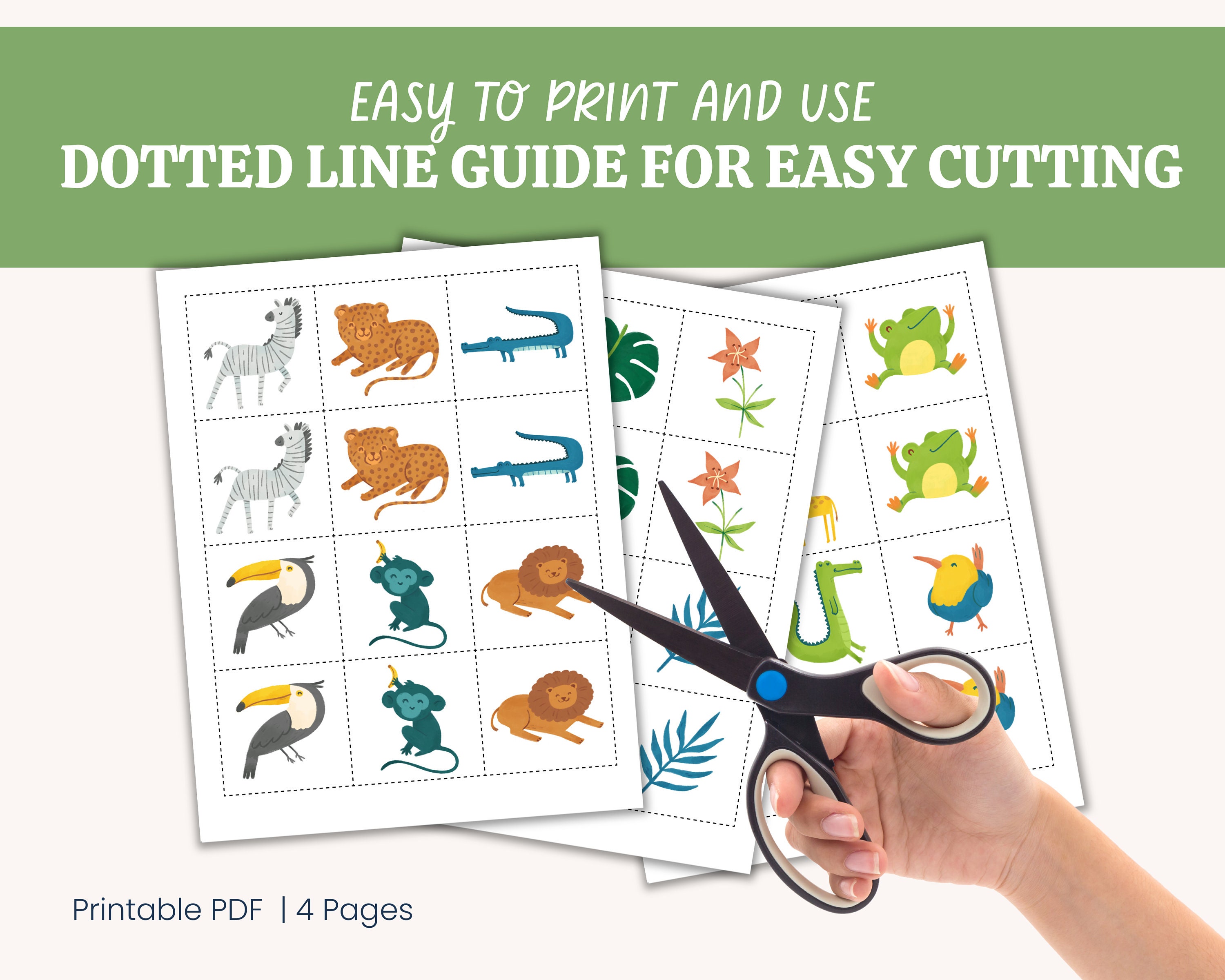 Wild Animals Printable Matching Game Fun and Educational Activity for ...