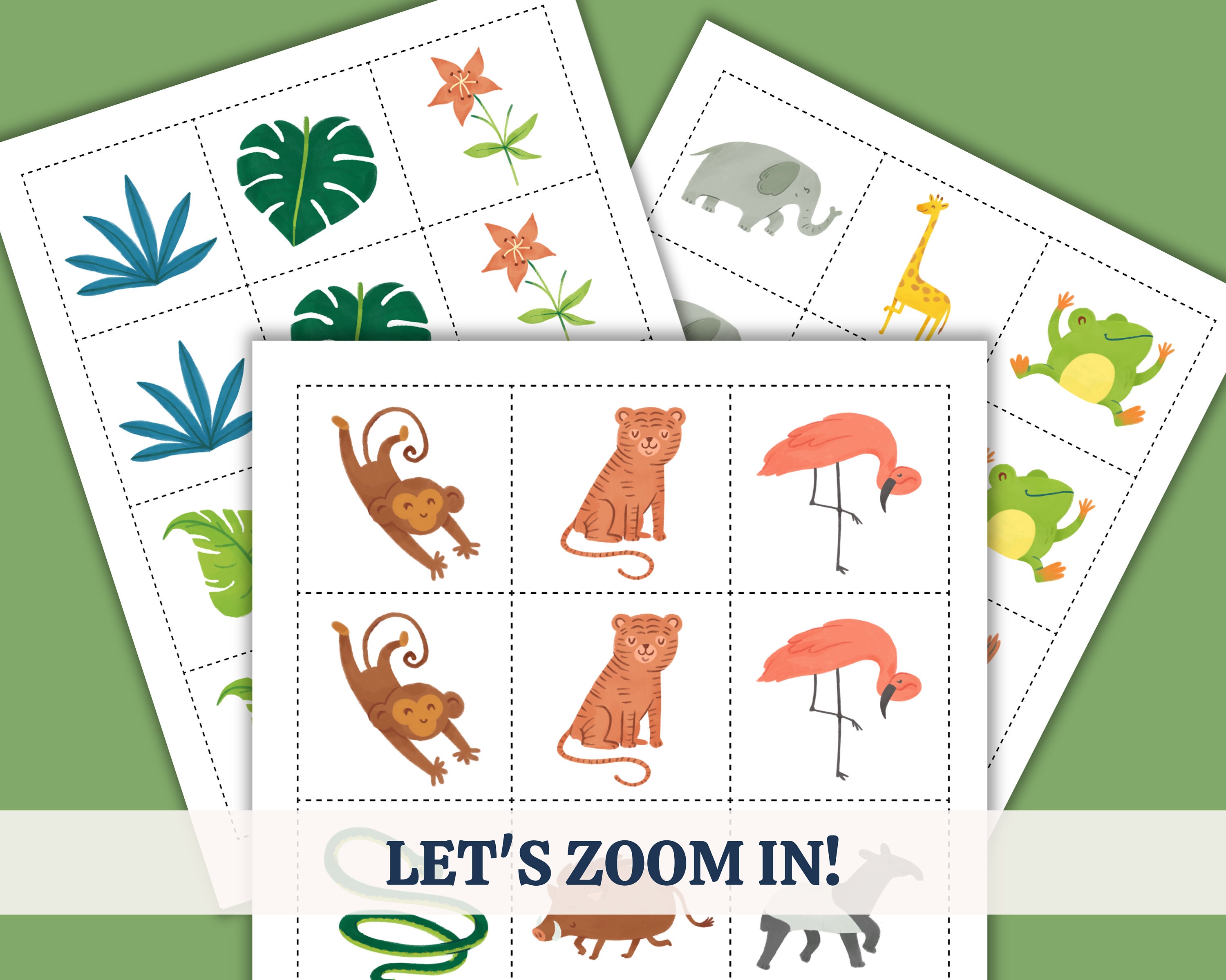 Wild Animals Printable Matching Game Fun and Educational Activity for ...