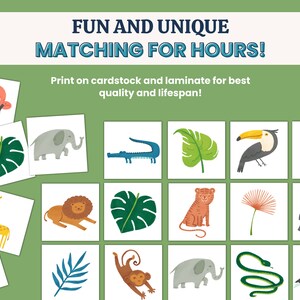 Wild Animals Printable Matching Game Fun and Educational Activity for ...
