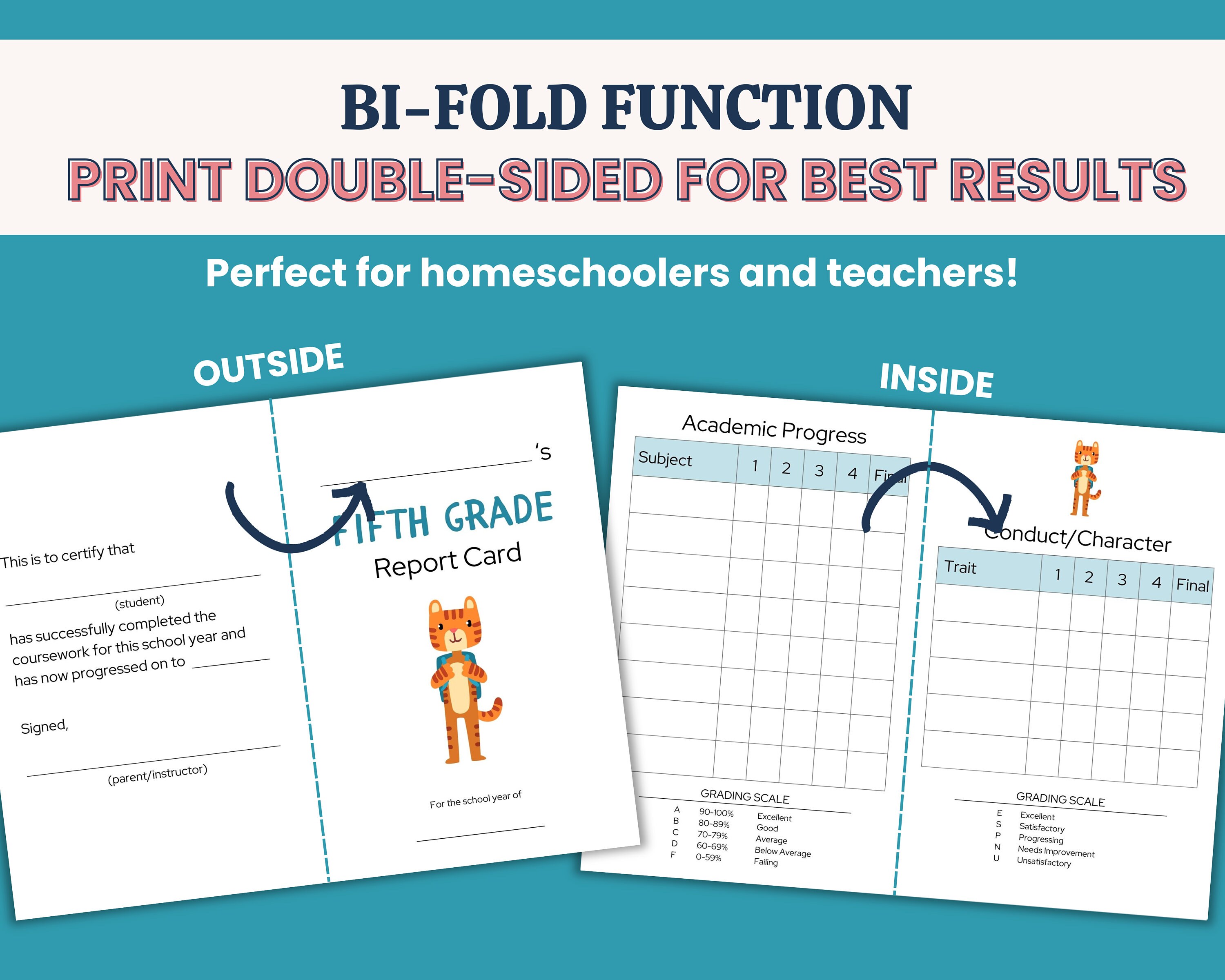 5th Grade Report Card Printable Homeschool Report Card - Etsy