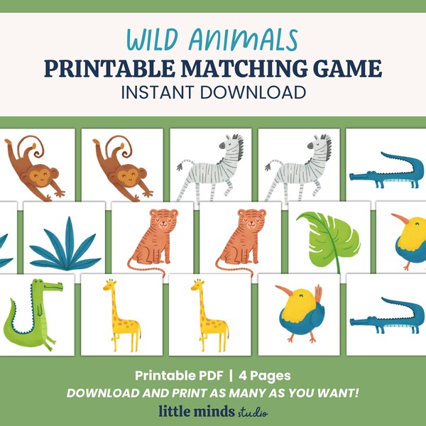 Animal Match Game - Etsy