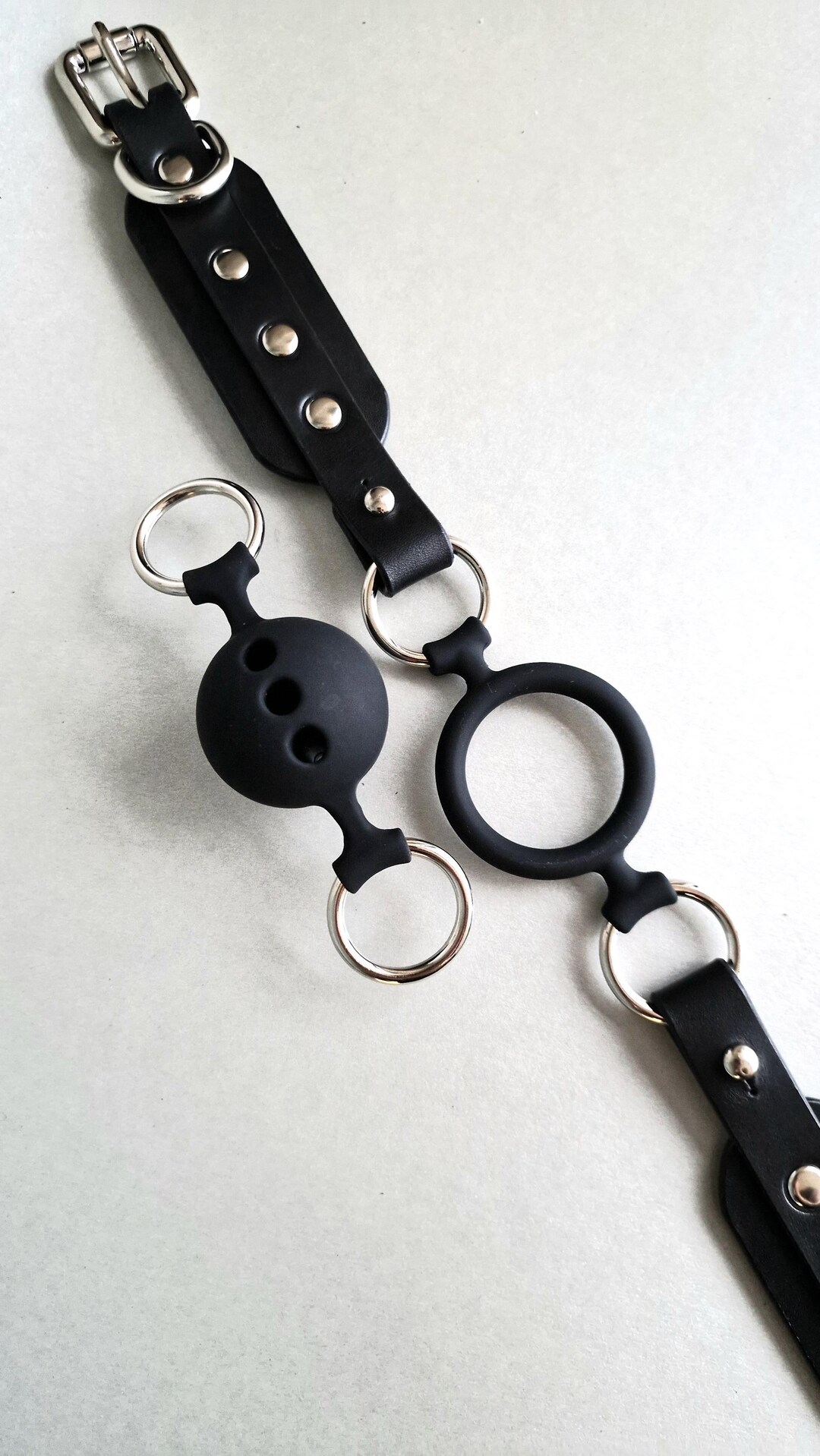 Silicone Ball and Ring Mouth Restraint, Genuine Leather Harness - Etsy
