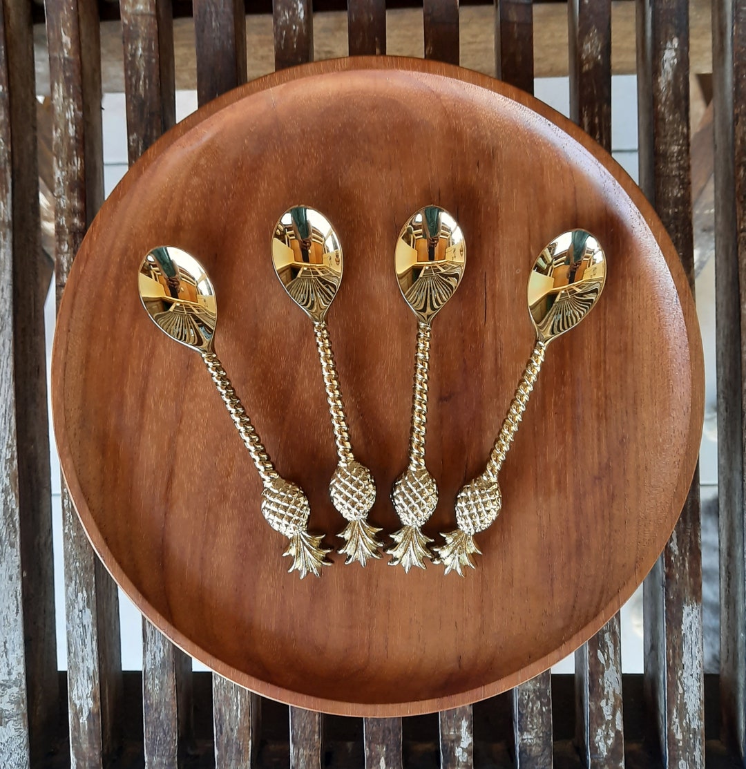 Brass 4x Golden Brass Small Pineapple Shiny Gold Solid Brass Dessert - Etsy