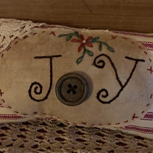 HB-298 "joy" Mini Pillow or Bowl Filler or Tree Tuck With Embroidery ...