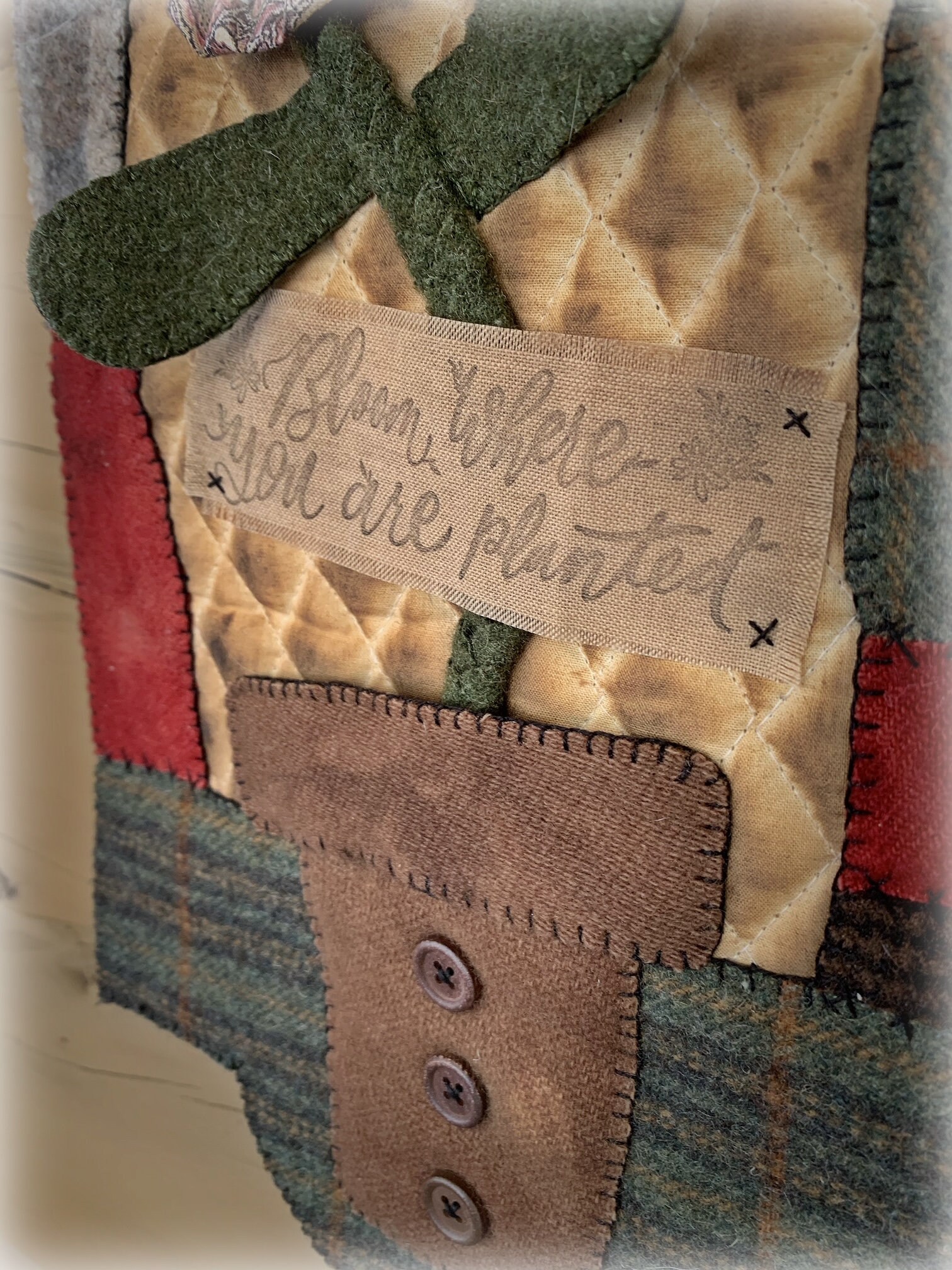 HB-031 bloom Where You Are Planted Wall Hanging With Yoyo Flower and ...