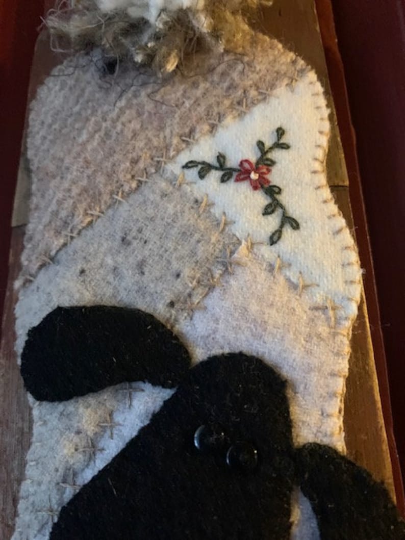 HB-184 Crazy Quilted Sheep With Flower on Barrel Stave - Etsy