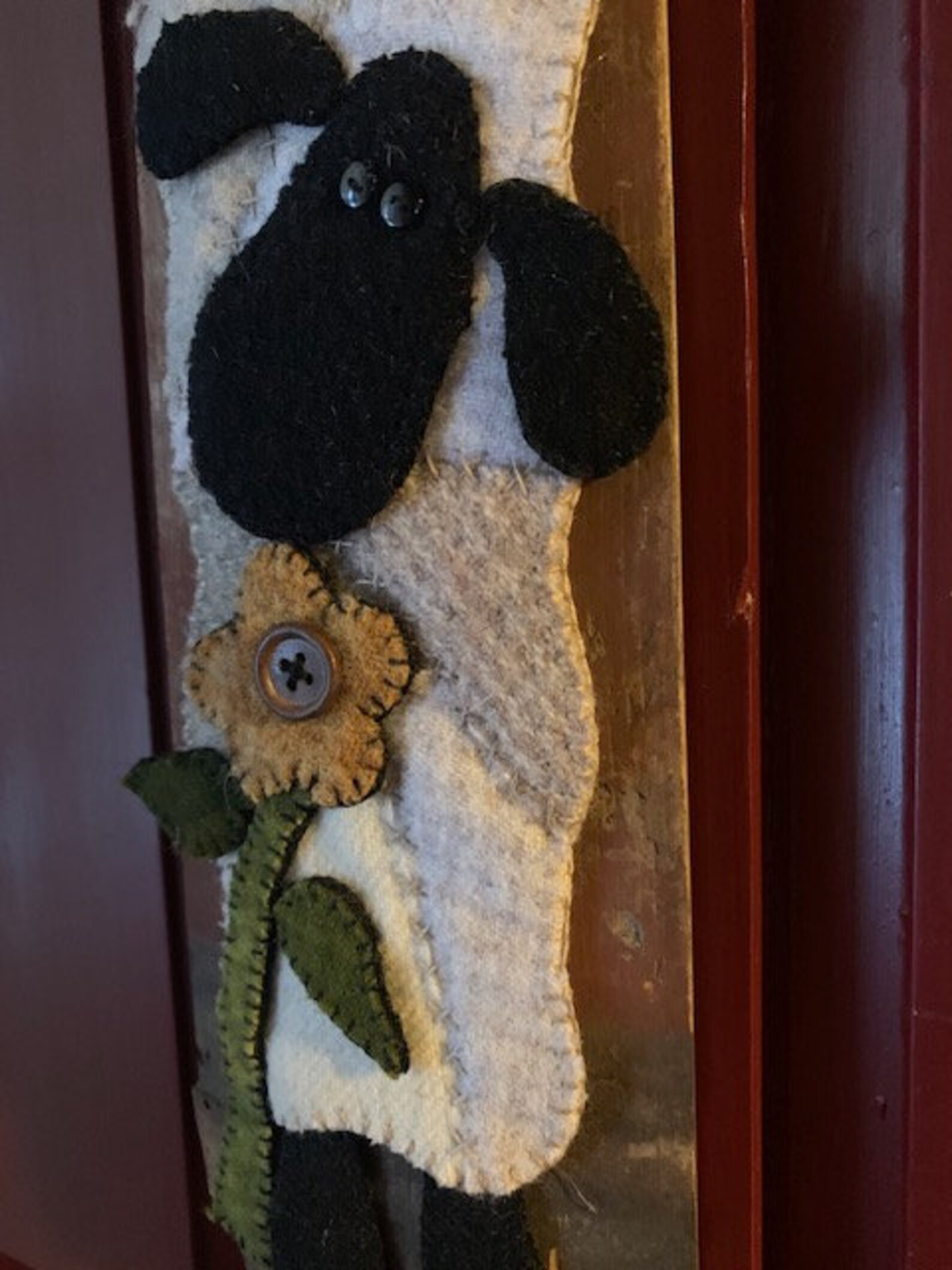 HB-184 Crazy Quilted Sheep With Flower on Barrel Stave - Etsy