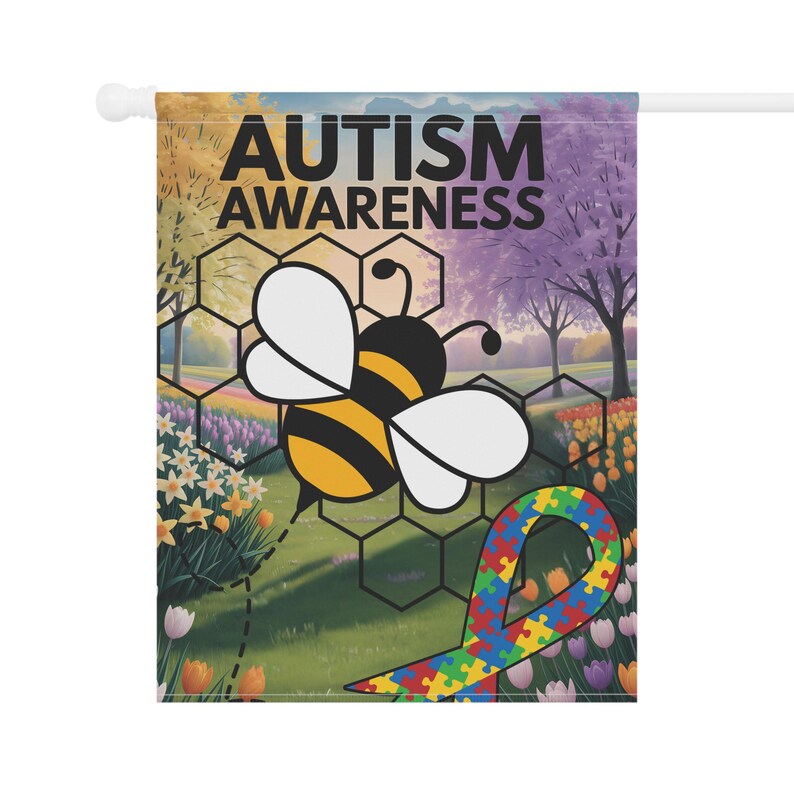 Autism Bee Pole Banner, Autism Flag, Autistic Home Decoration, ASD ...
