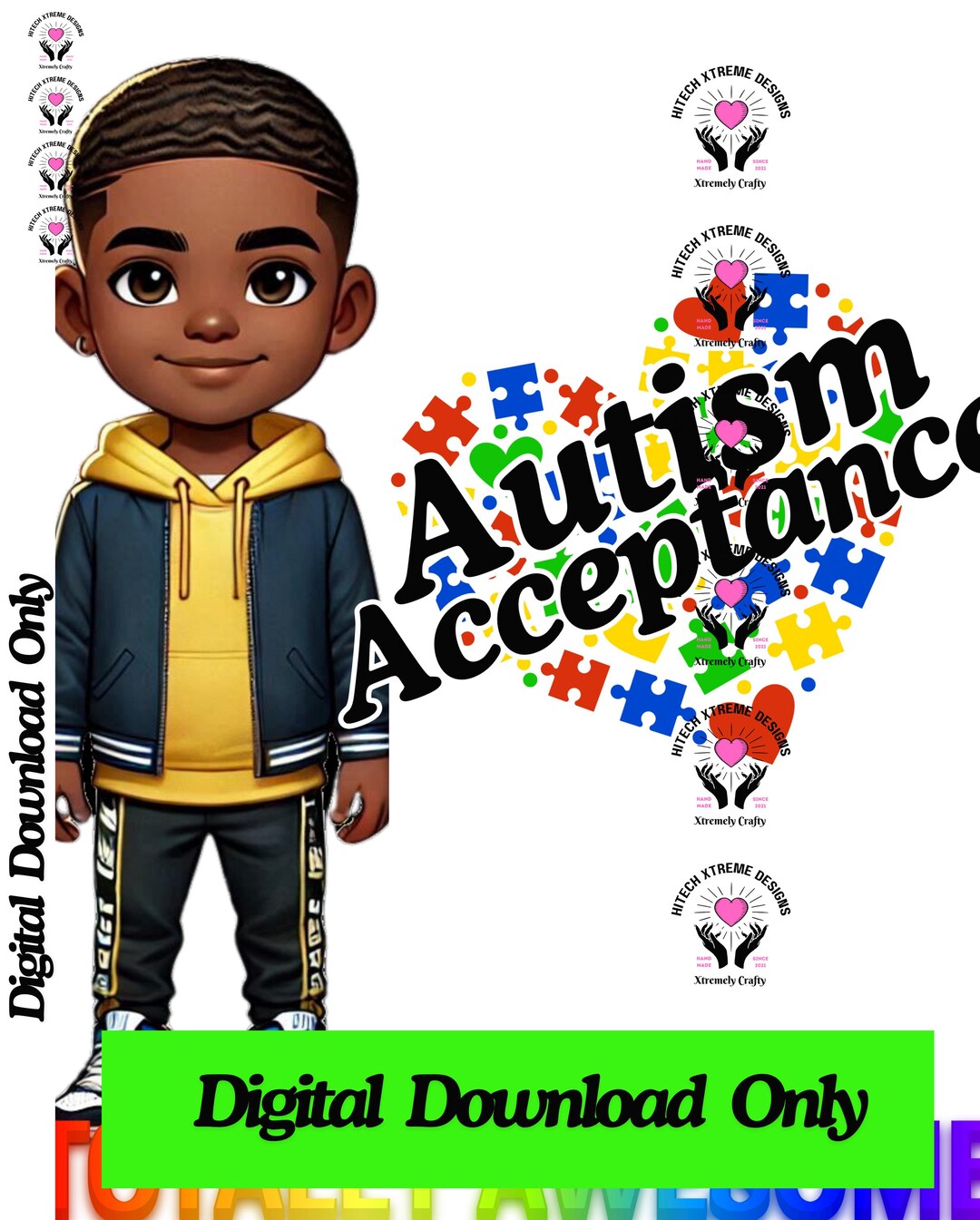 Autism Acceptance PNG: Black Kid, Autistic Awareness (download Only) - Etsy