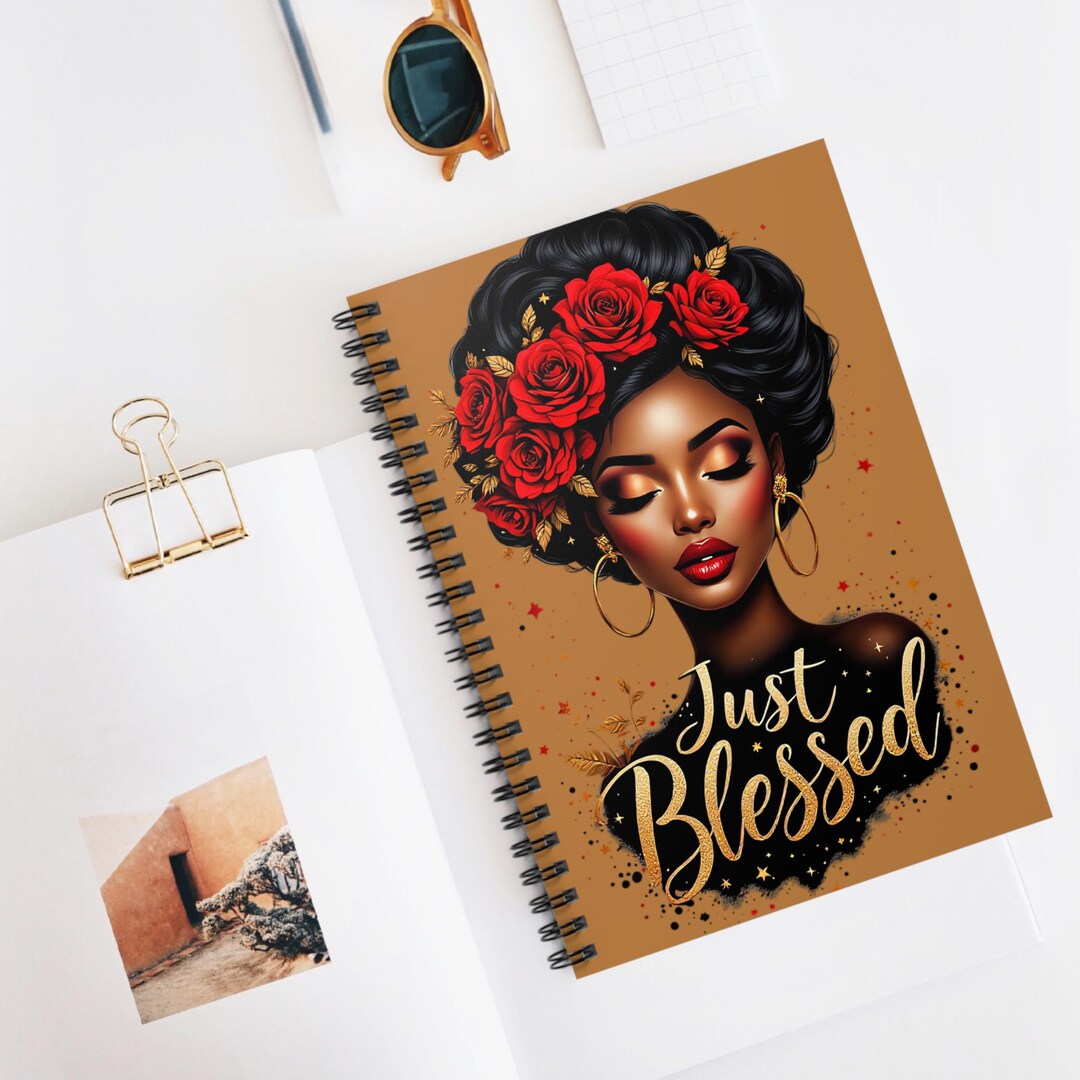 Blessed Motivational Spiral Notebook African American Black Woman ...