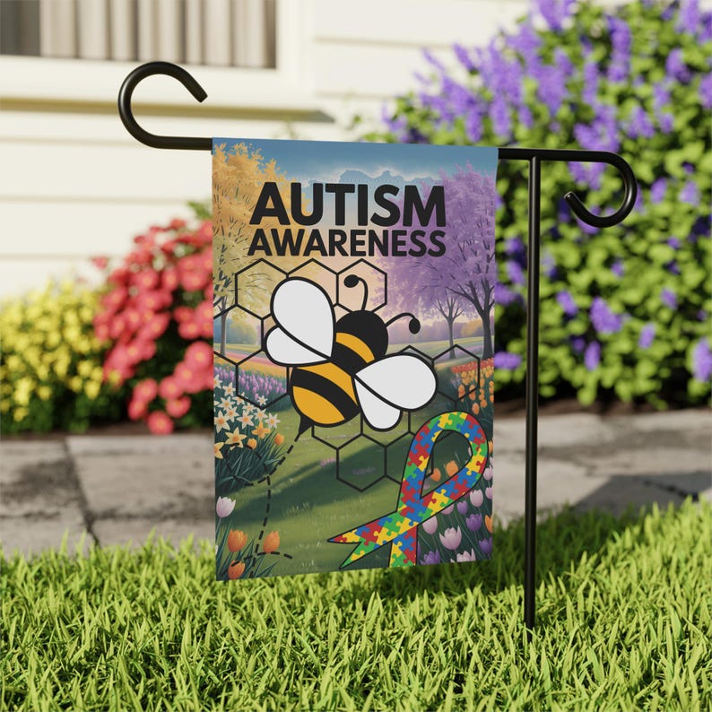 Autism Bee Garden Banner, Autism Flag, Autistic Home Decoration, ASD ...