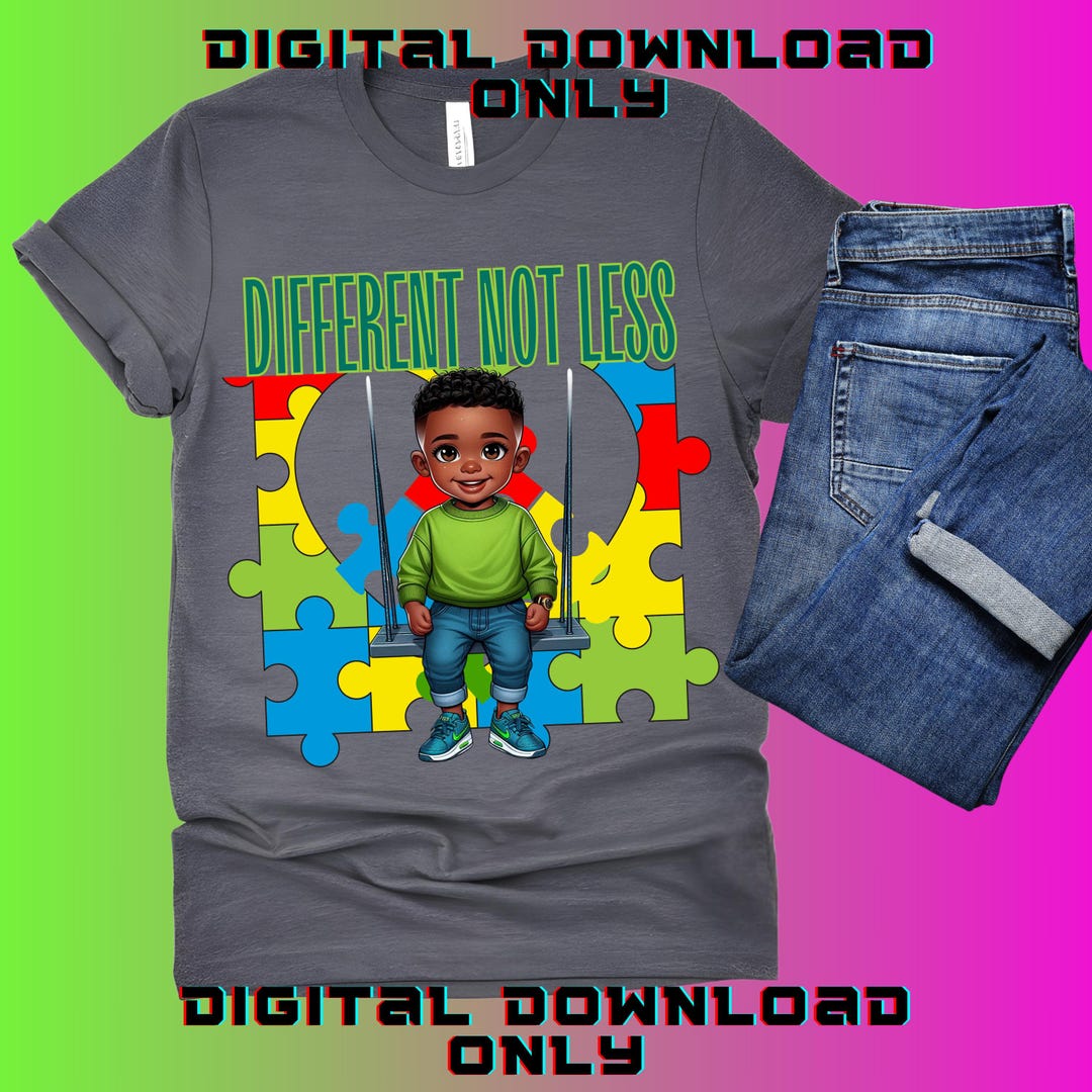 Autism Awareness PNG: African American Boy, Puzzle Pieces (digital ...