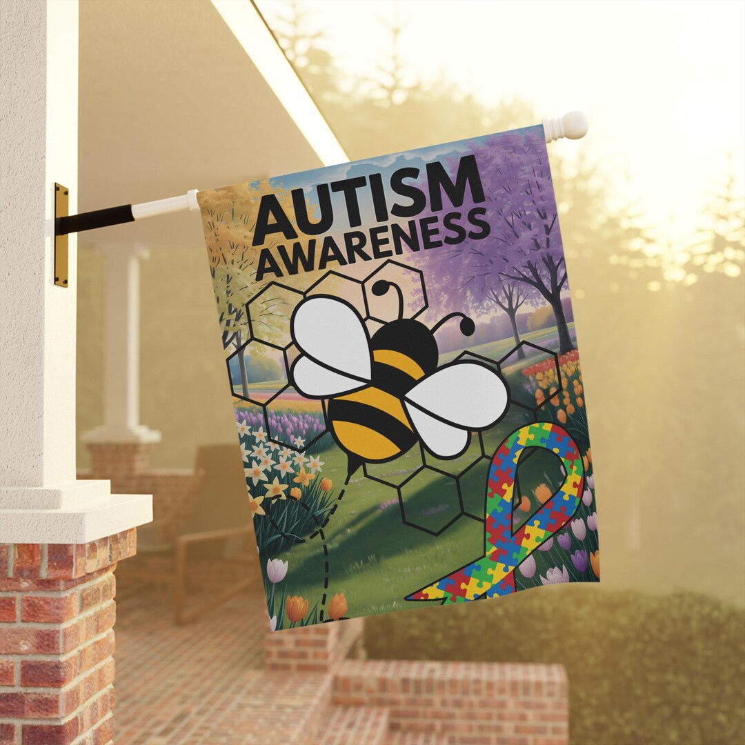 Autism Bee Pole Banner, Autism Flag, Autistic Home Decoration, ASD ...