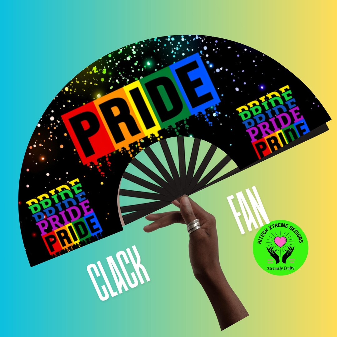 Pride Clack Fan, LGBTQ Pride Fan, Rainbow Clack Fan, Pride Festival Fan ...