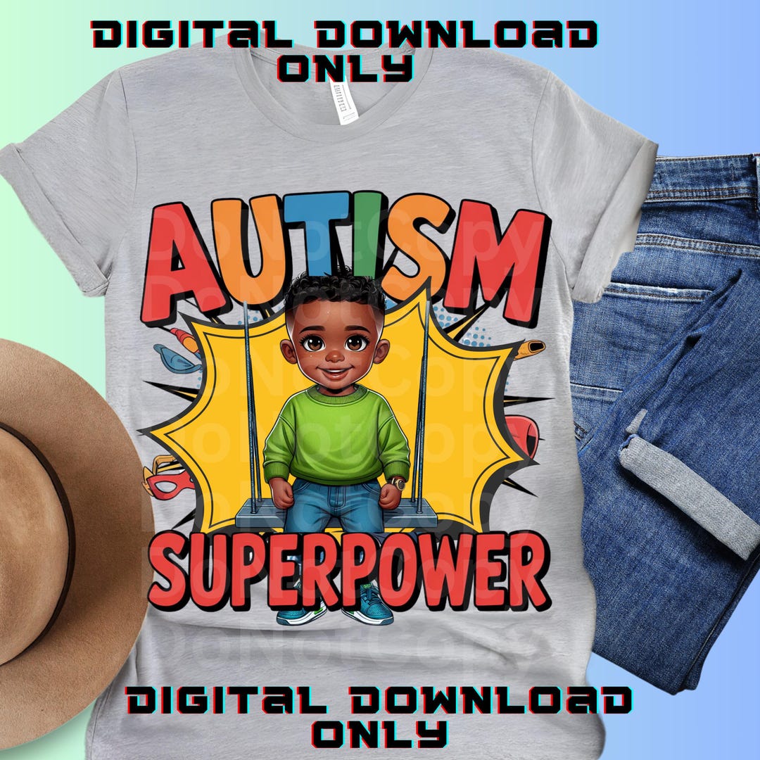 Digital Download - Autism African American Black Boy PNG Sublimation ...