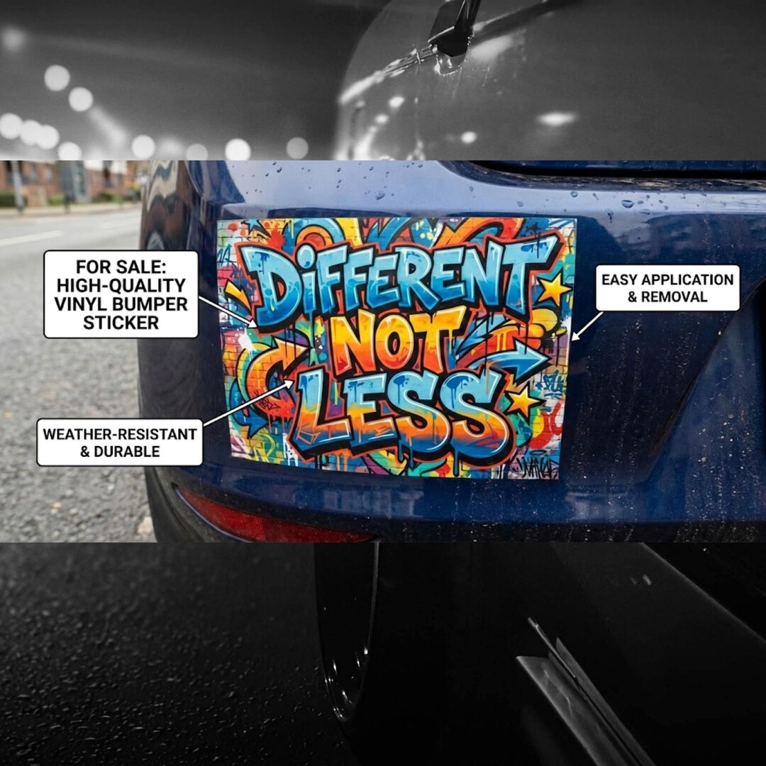 Autism Acceptance Bumper Sticker | Different Not Less Car Decal ...