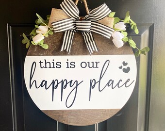 Welcome to Our Happy Place Wreath Sign - Etsy