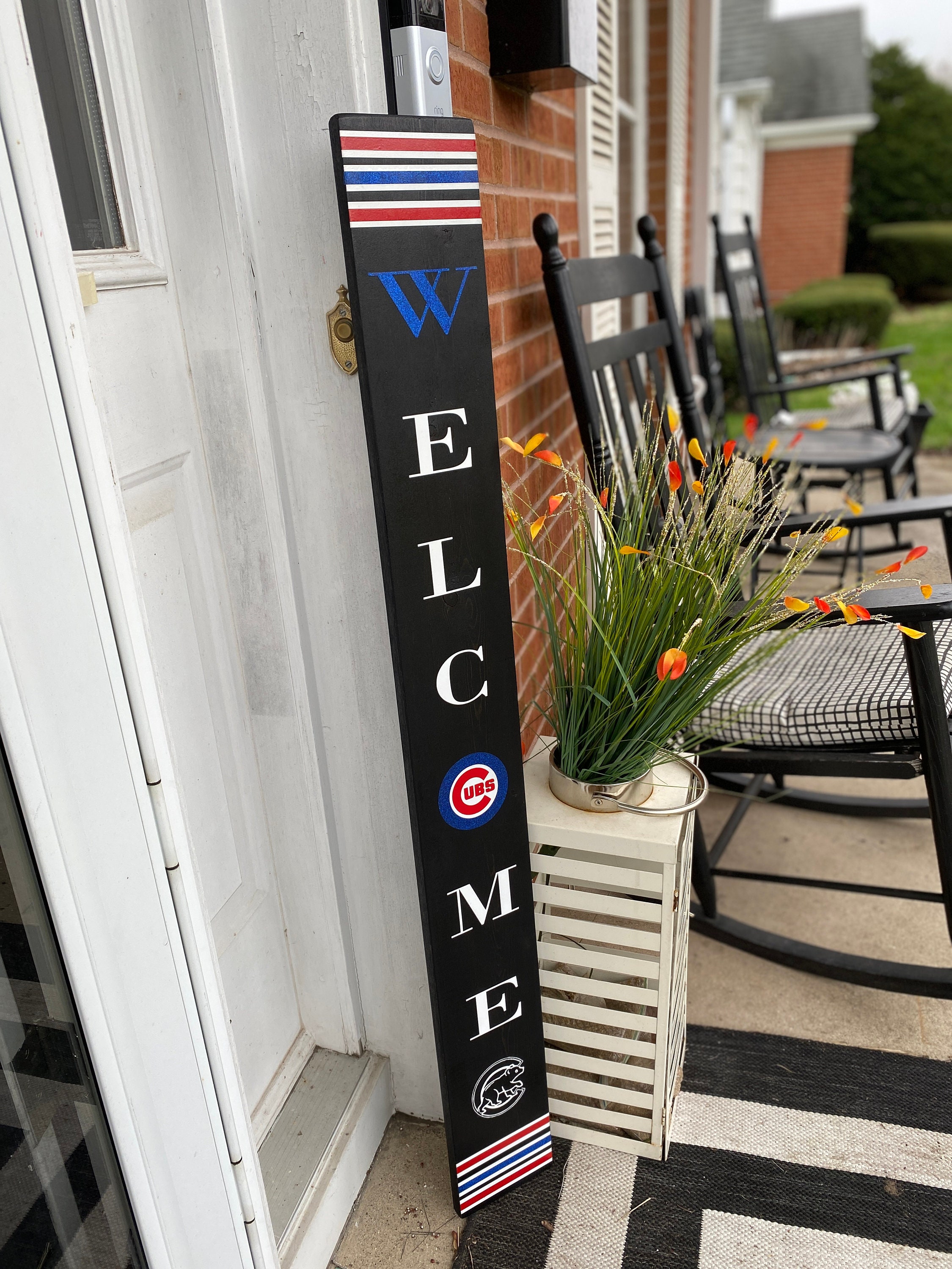 CUBS WELCOME SIGN, Chicago Cubs Sign, Cubs Porch Leaner, Cubs Welcome ...