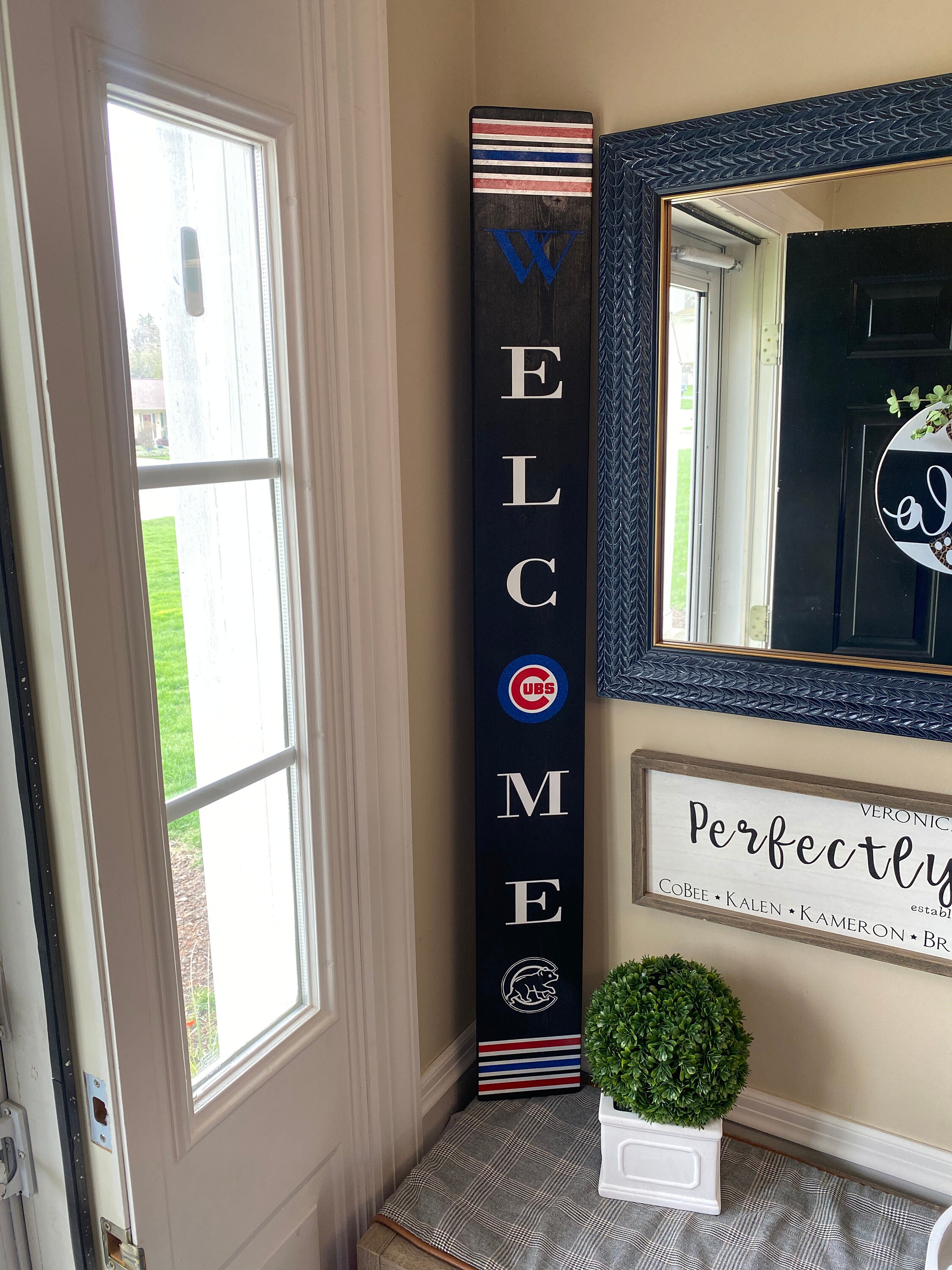 CUBS WELCOME SIGN, Chicago Cubs Sign, Cubs Porch Leaner, Cubs Welcome ...