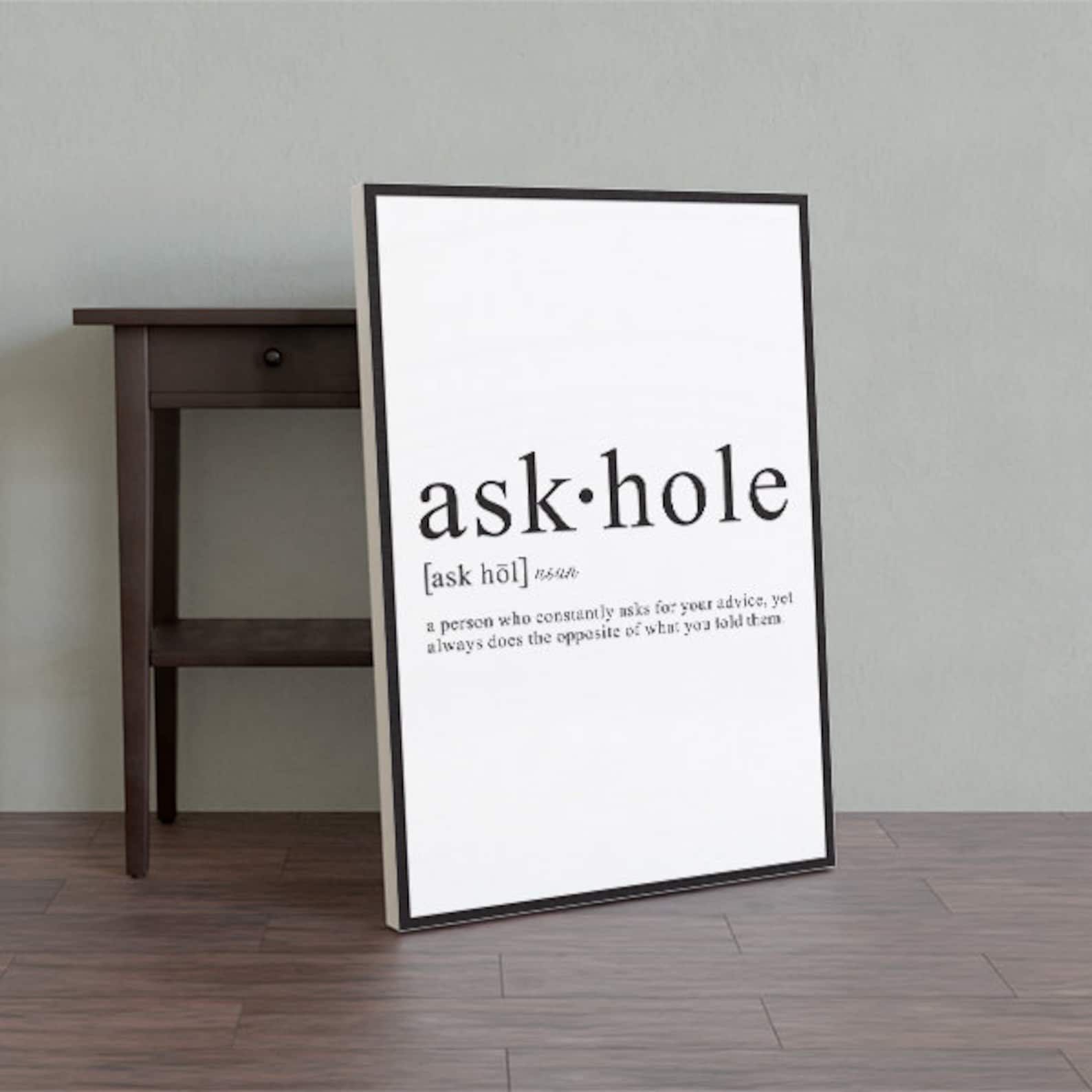 Askhole Definition Canvas Poster - Etsy