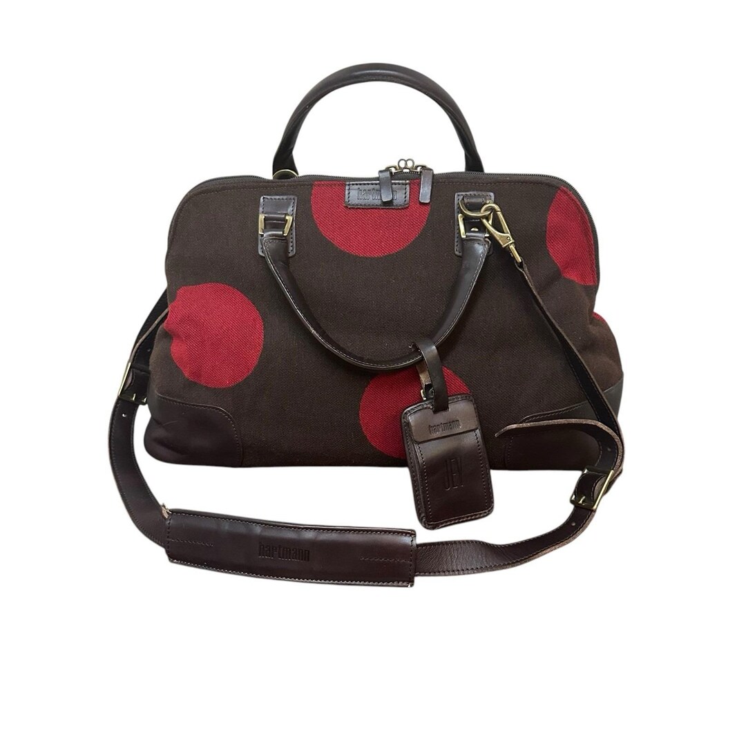Vintage Hartmann Tweed Leather Red Polka Dot Carry on Travel Bag Duffel ...