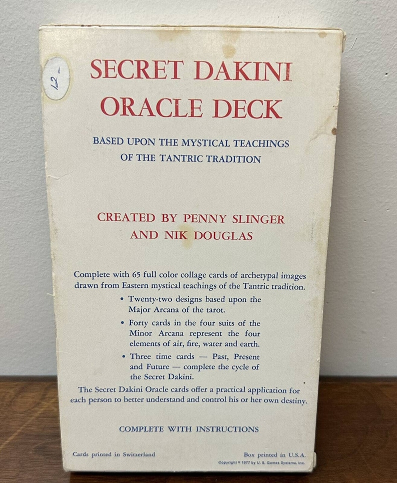 1977 the Secret Dakini Oracle Deck Cards With Instruction Cards & Box ...