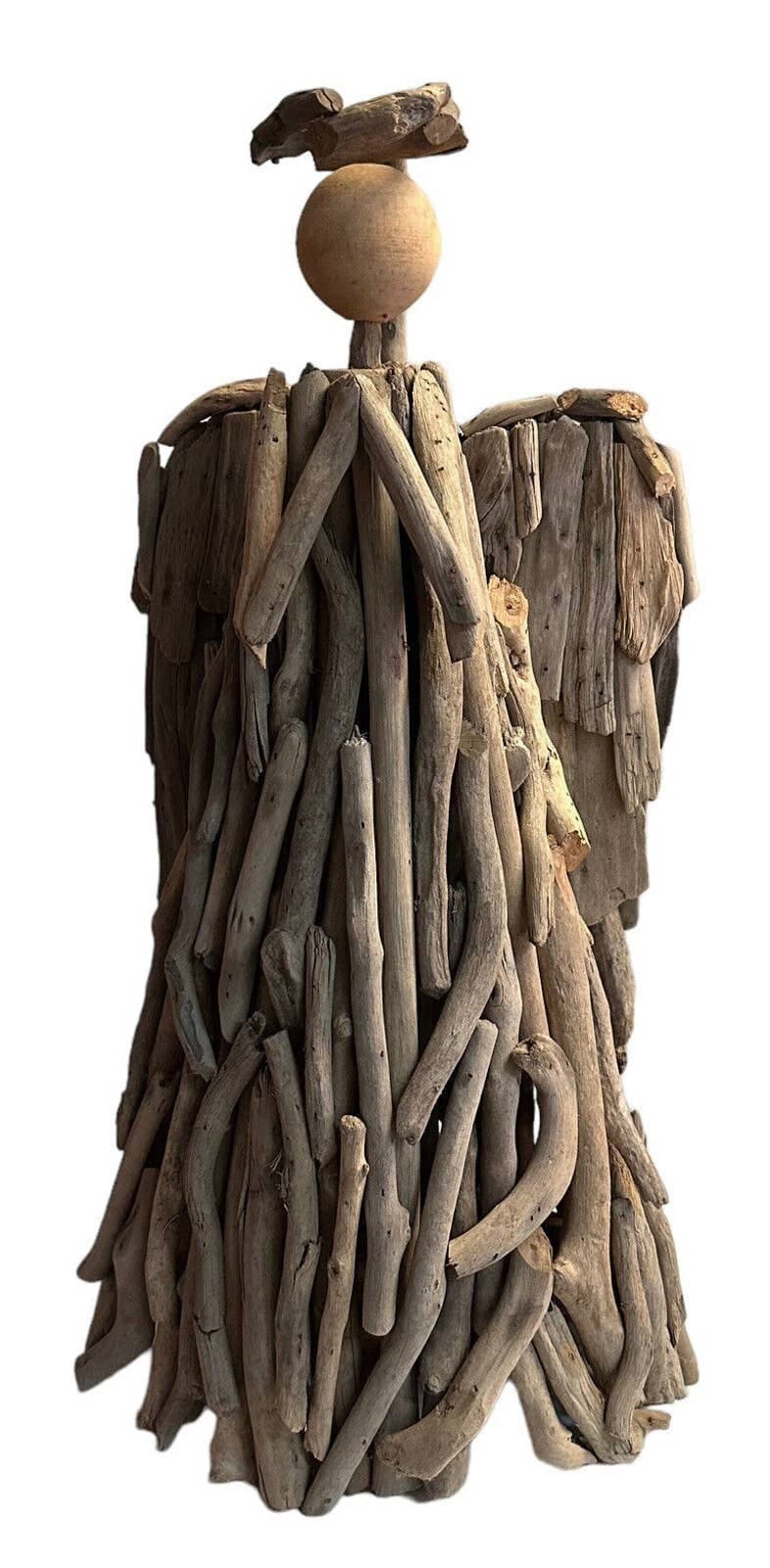 Vtg Large 22" Driftwood ANGEL Hand Crafted Wood Sticks Folkart Rustic ...