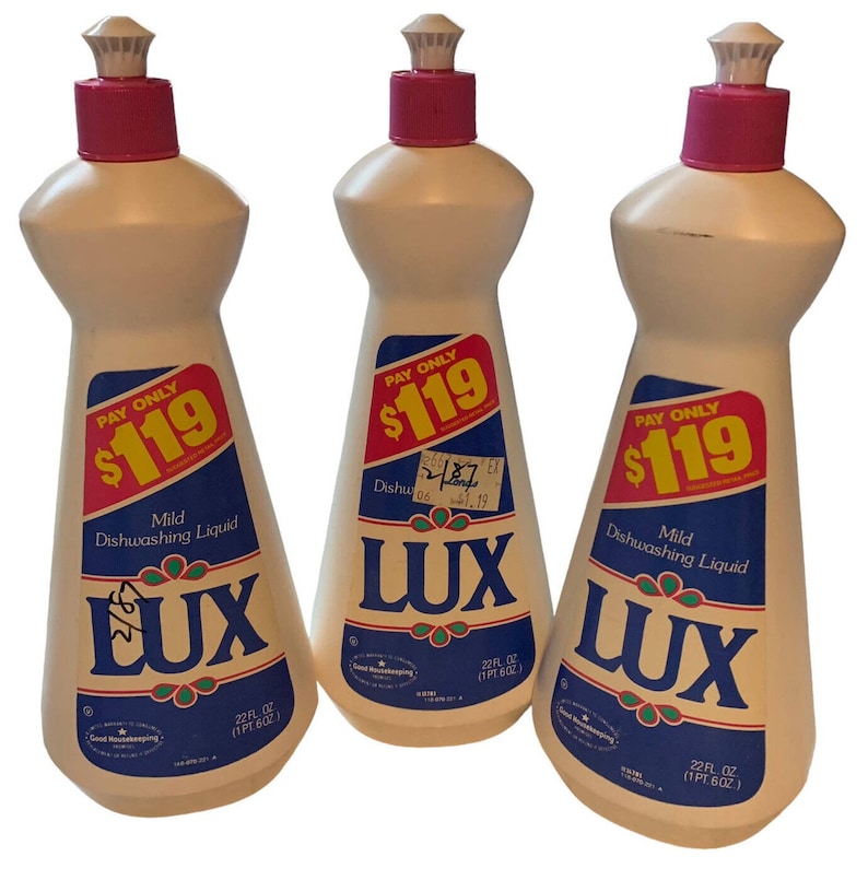 3- Vintage 1980's Lever LUX Mild Dishwashing Liquid Dish Soap 22 Oz ...